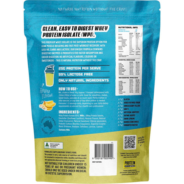 Buy Protein Supplies Australia Wpi Whey Protein Isolate Banana 500g Online at Cutpricepharmacy ...