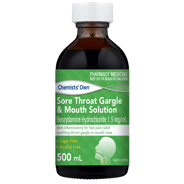 Buy Chemists’ Own Sore Throat Gargle & Mouth Solution 500ml Online at ...