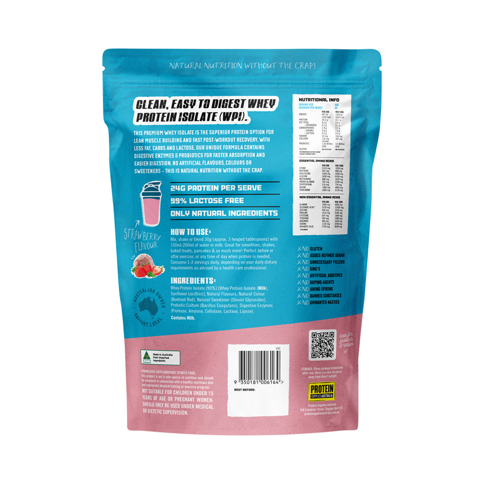 Protein Supplies Australia Whey Protein Isolate Strawberry 1kg ...