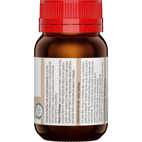 Buy SWISSE Ultiboost Fast Acting Vitamin D3 90 Mini Tablets Online at ...