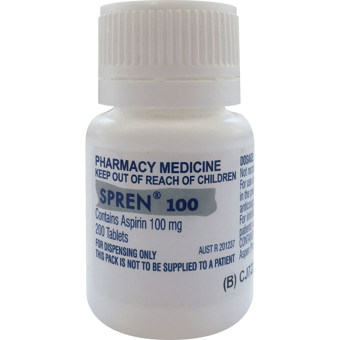 Buy Spren Aspirin 100mg 200 Tablets (Bottle) Online at Cutpricepharmacy ...