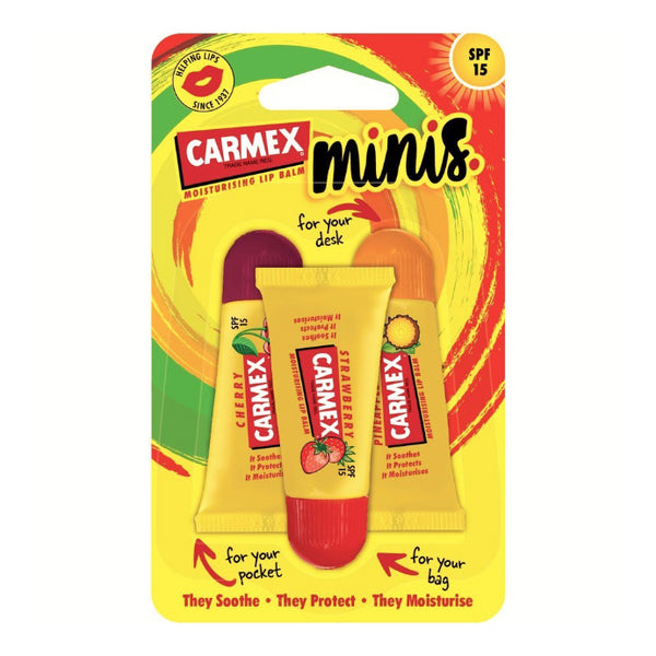 Buy Carmex Mini Tubes Moisturising Lip Balm SPF15 3 Pack Online at ...
