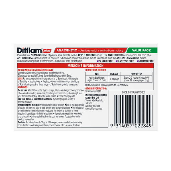 Buy Difflam Plus Anaesthetic + Anti-inflammatory + Antibacterial ...