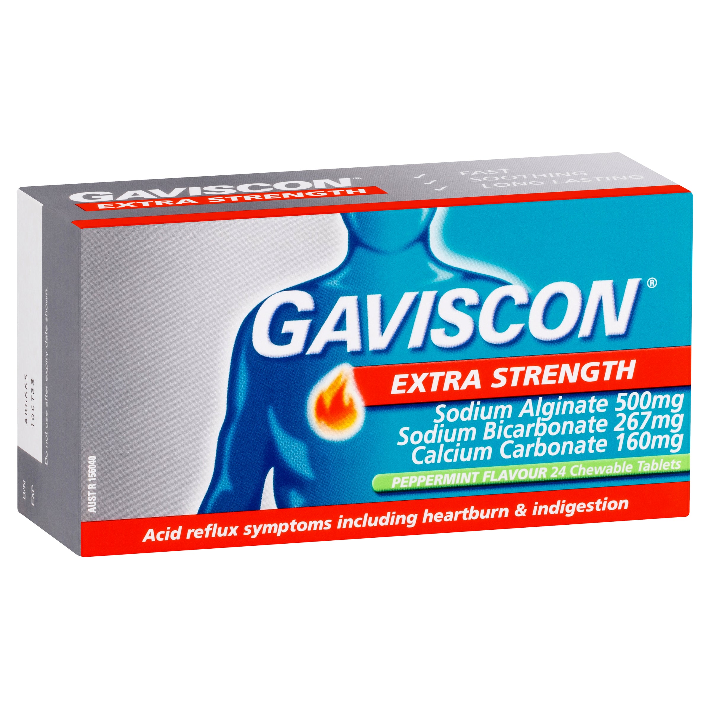 Buy Gaviscon Extra Strength Peppermint Flavour 24 Tablets Online at ...