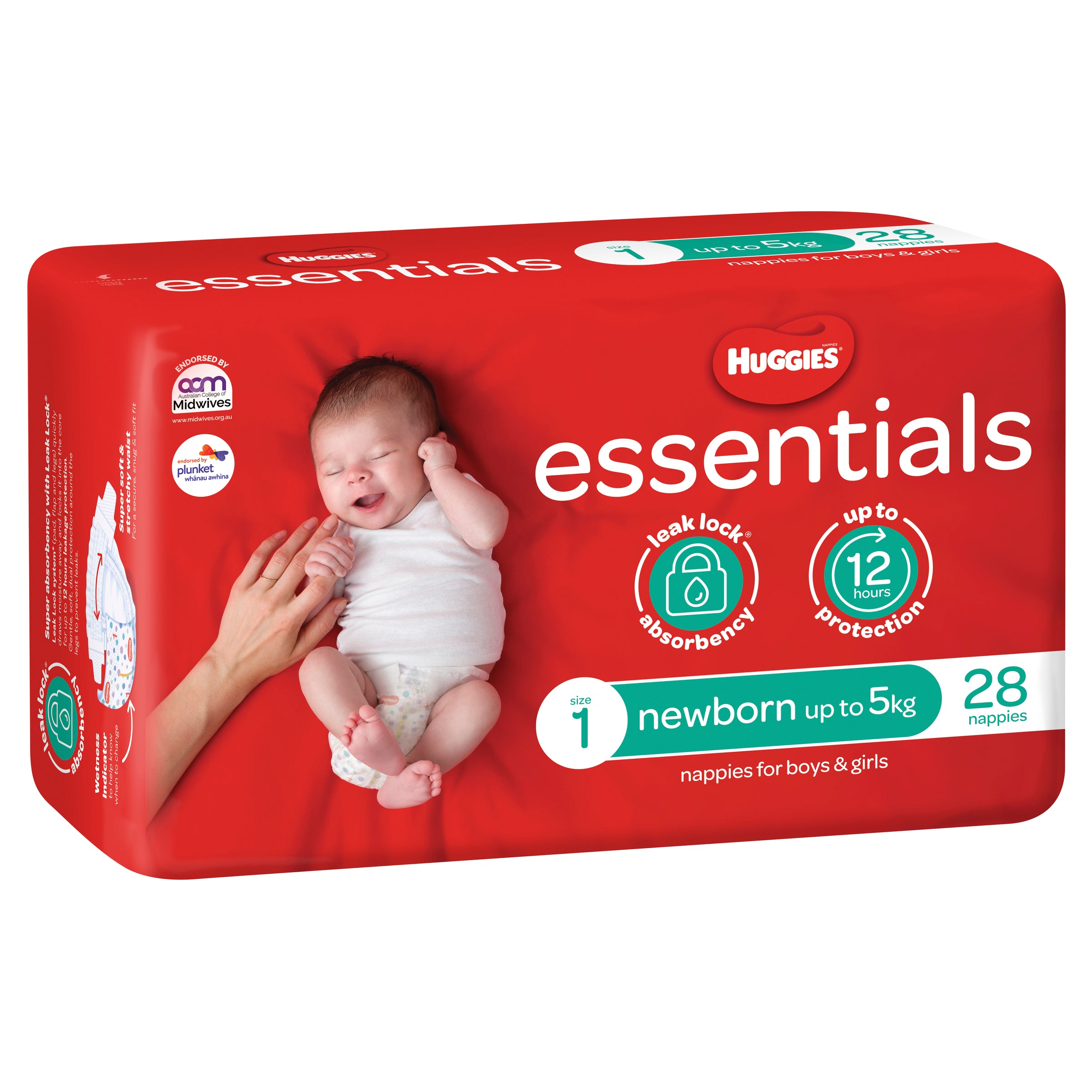 Buy Huggies Essentials Nappies Size 1 Newborn (up to 5kg) 28 Pack ...