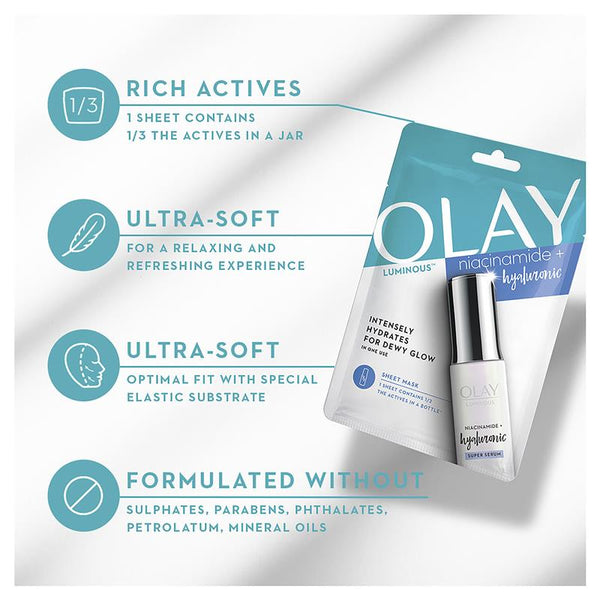 Buy Olay Luminous Niacinamide + Hyaluronic Sheet Mask Online at ...