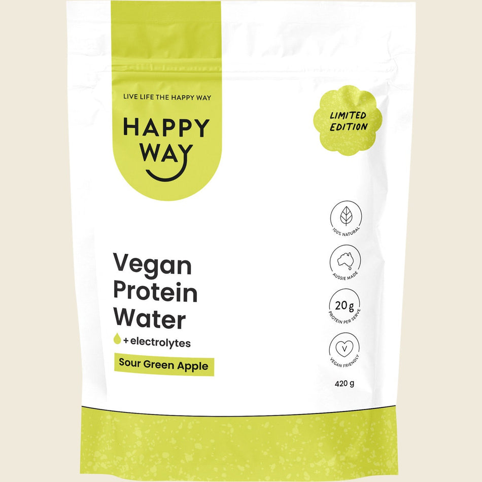 Buy Happy Way Vegan Protein Water Sour Green Apple 420g Online at Cutpricepharmacy ...