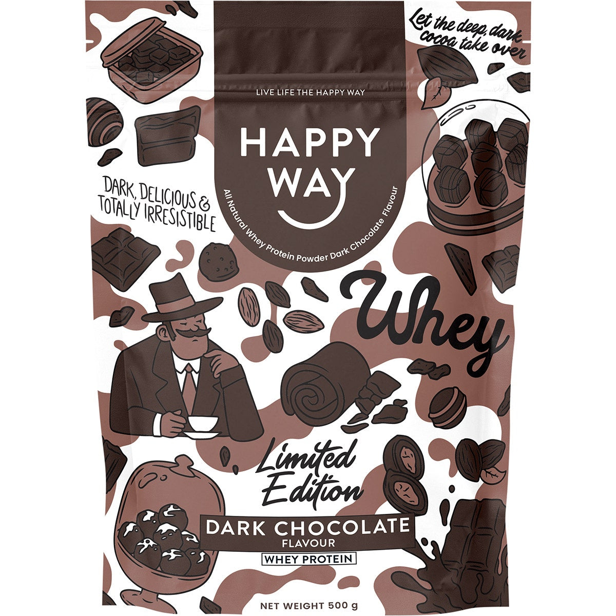 Buy Happy Way Whey Protein Powder Dark Chocolate 500g Online at ...