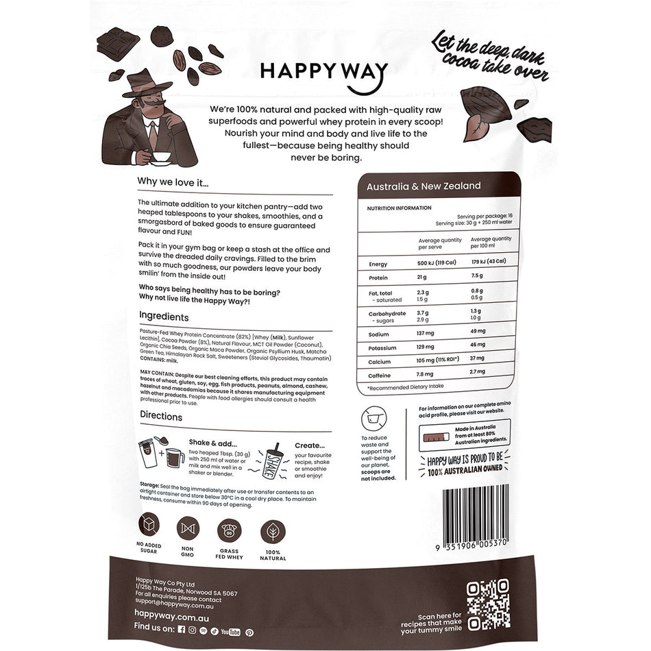 Buy Happy Way Whey Protein Powder Dark Chocolate 500g Online at ...