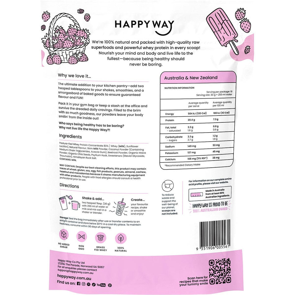 Buy Happy Way Whey Protein Powder Strawberry 500g Online at ...