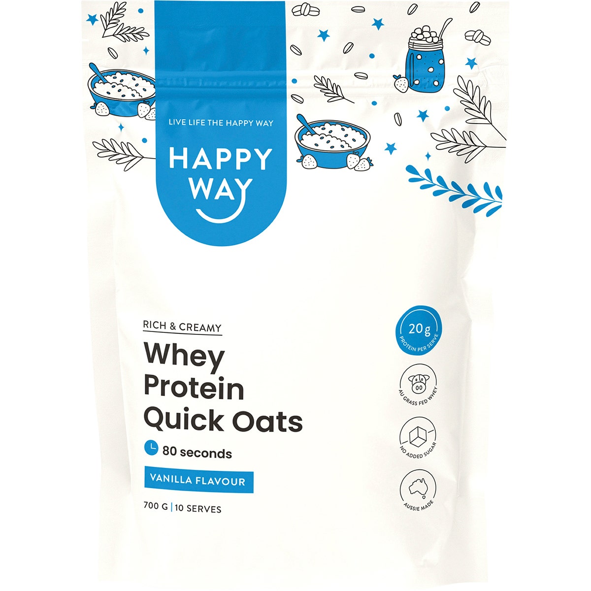 Buy Happy Way Whey Protein Quick Oats Vanilla 700g Online at ...