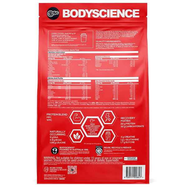 Buy Bsc Body Science Perform & Recover Protein Powder Chocolate 900g ...