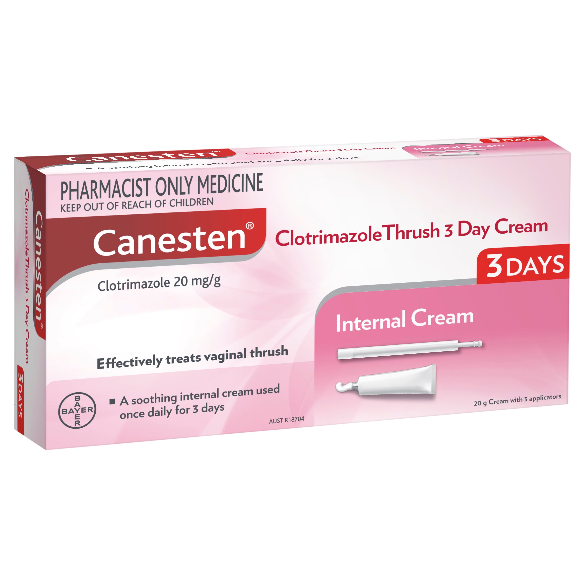 Buy Canesten 3 Day Thrush Treatment Internal Soothing Cream 20g(S3 ...