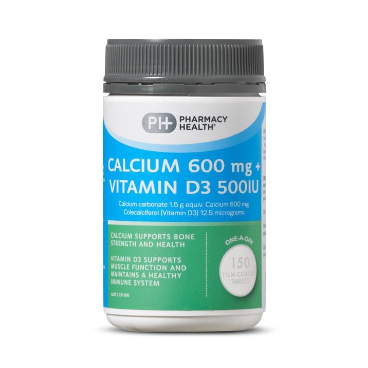 Buy PHarmacy health CALCIUM 600MG + VIT D3 500IU 150 TABS Online at ...
