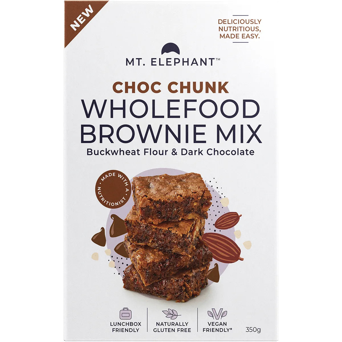 Buy MT. ELEPHANT Wholefood Brownie Mix Choc Chunk 5x350g Online at ...