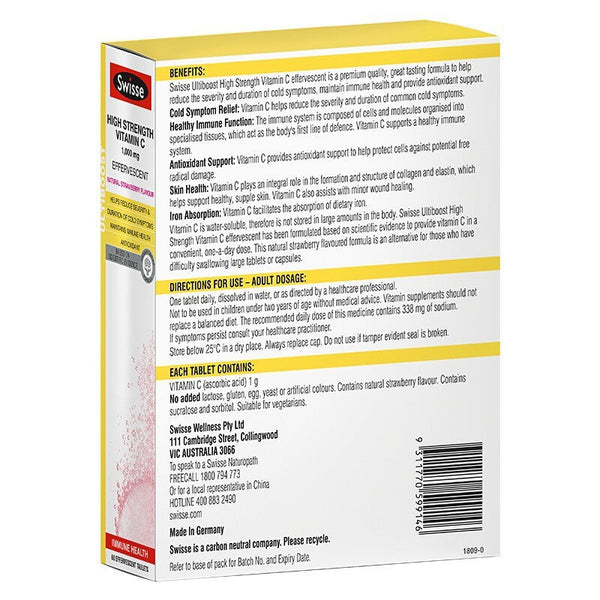 Buy Swisse Ultiboost High Strength Vitamin C Effervescence 60 Tablets ...